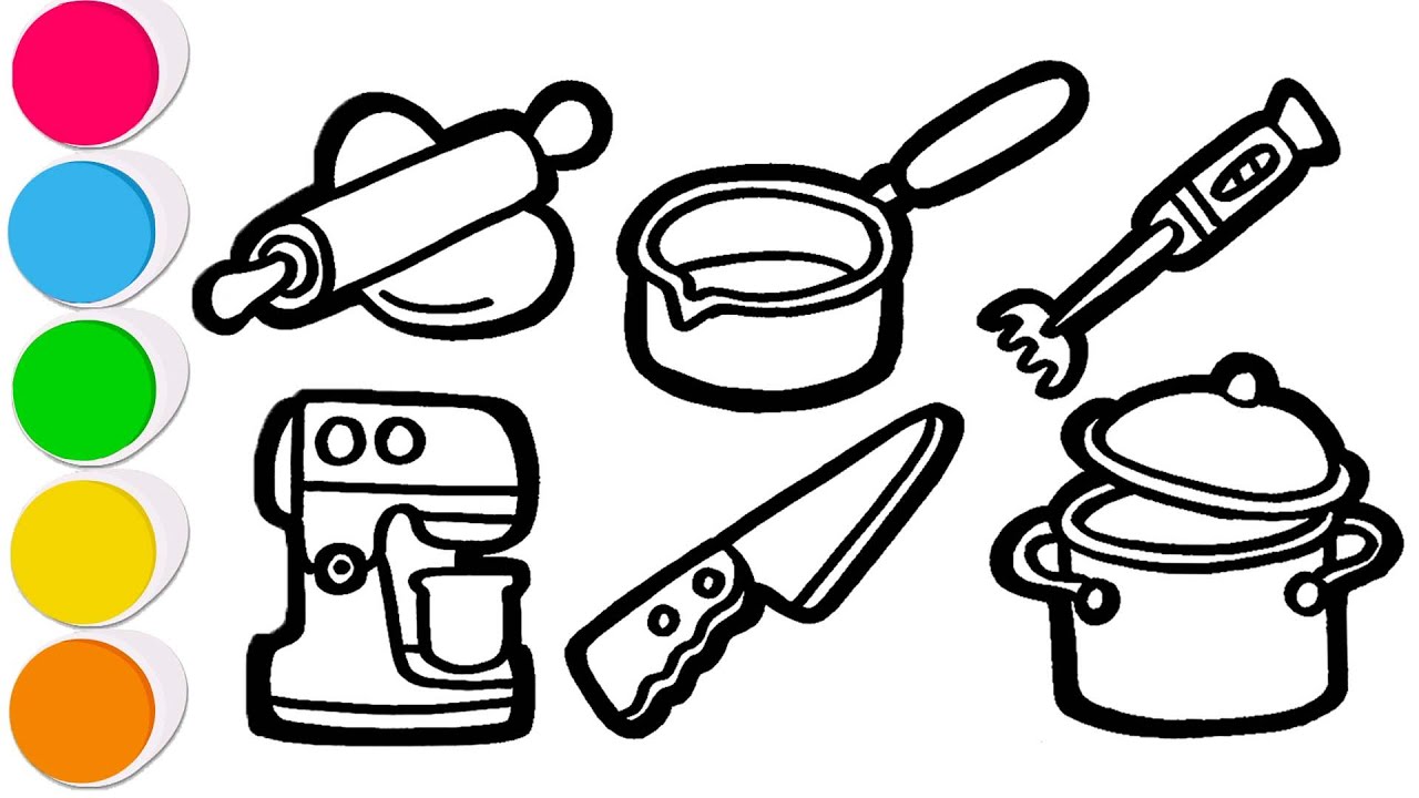 How To Draw Kitchen Tools | Step By Step - YouTube
