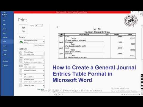 Journal General Entries | Format of Journal Entries | Ms. Word py ...