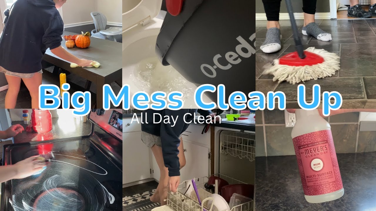 Big Mess Clean Up | All Day Clean | Kitchen & Living Room Clean Up ...