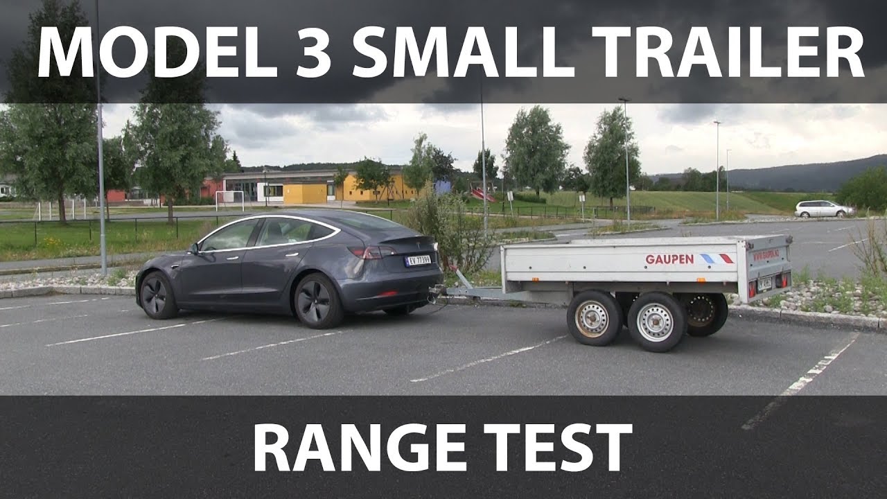 Tesla Model 3 test with small trailer - YouTube