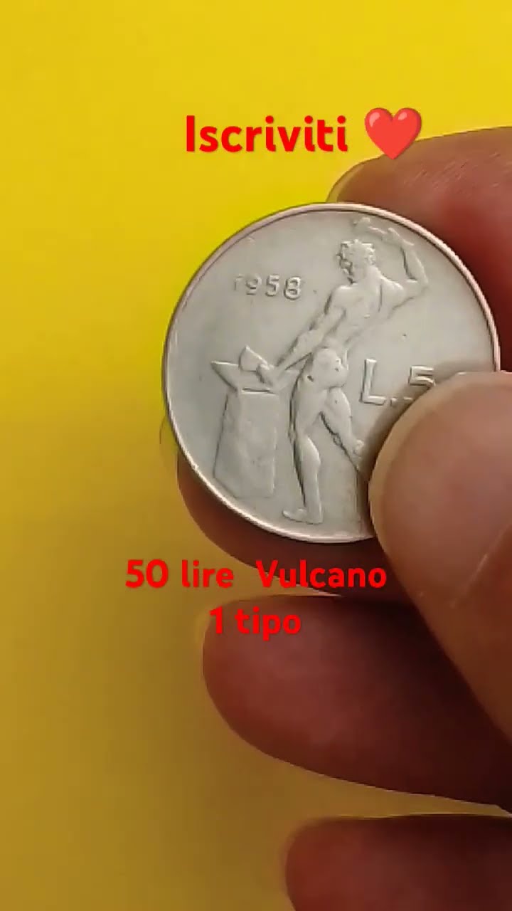 50 lire 1958 Vulcano primo tipo moneta non comune alto valore Fdc 2200 ...