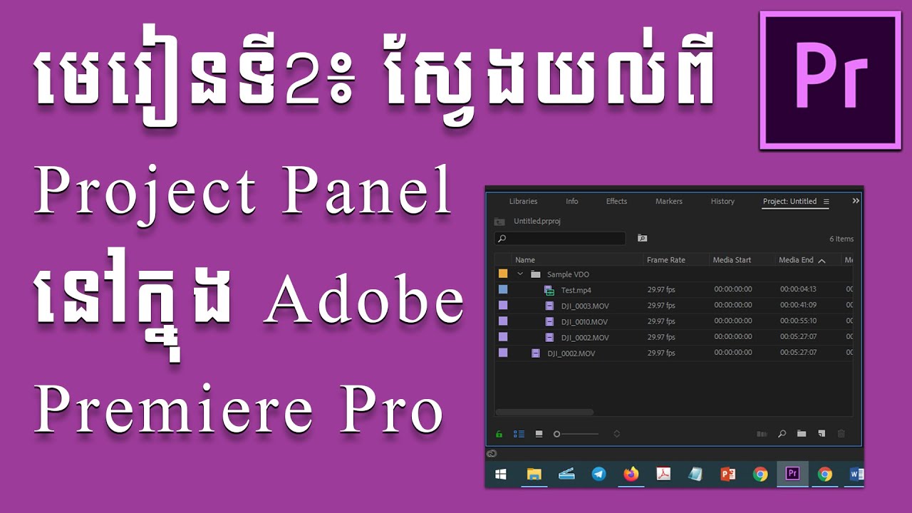 Adobe Premiere Pro Tutorial 2-ស្វែងយល់ពី Project Panel ក្នុង Adobe ...