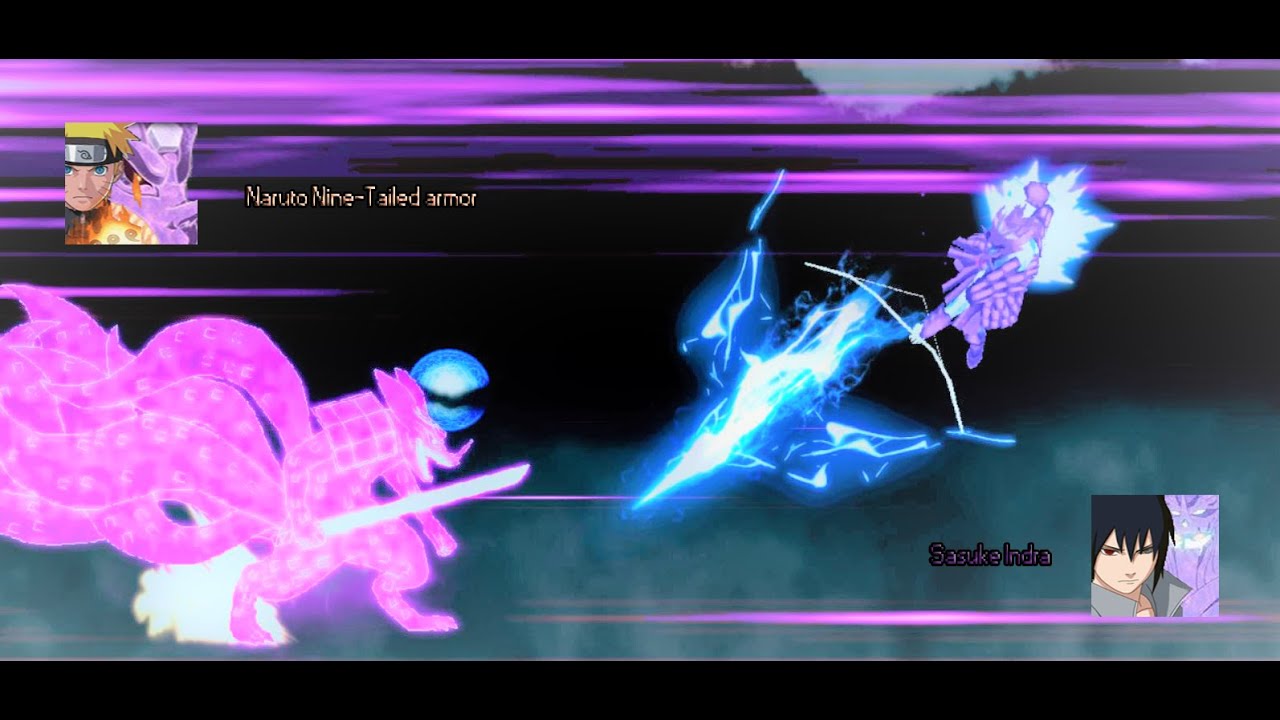 Mugen Fights Naruto Nine-tailed armor VS Sasuke Indra - YouTube