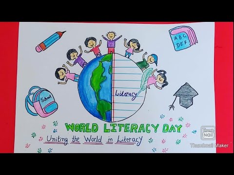World Literacy day poster drawing easy🌏How to draw Literacy Day🌏 ...