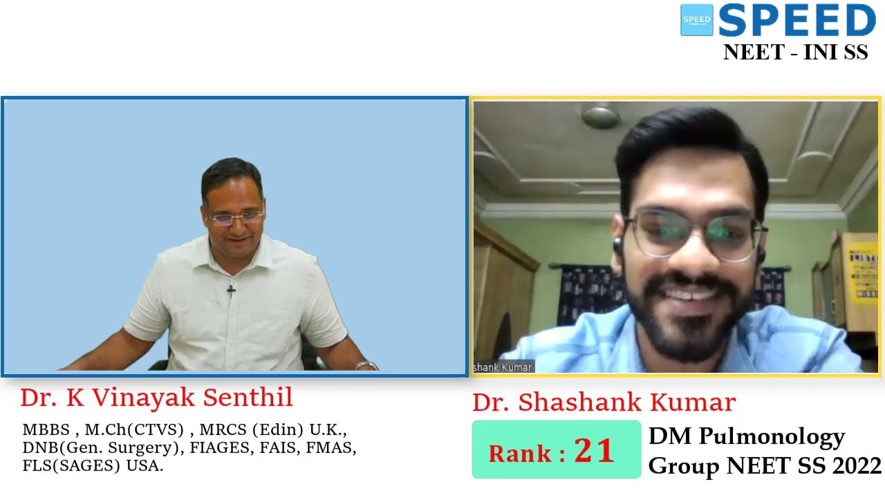 Rank 21, DM Respiratory Medicine Group, NEET SS Sep' 2022 - Topper Dr Shashank Kumar from SPEED ...