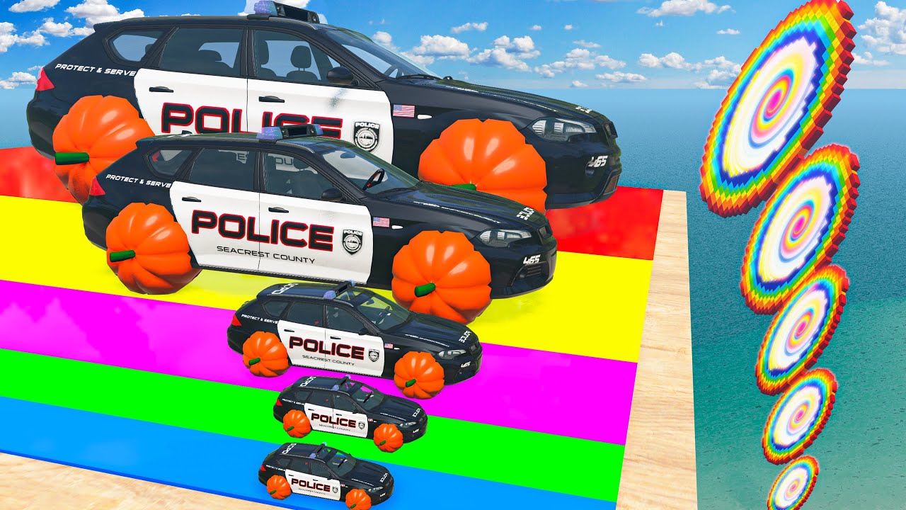 Big & Small Police Cars with Slide Color and Portal Trap - Police Chase ...