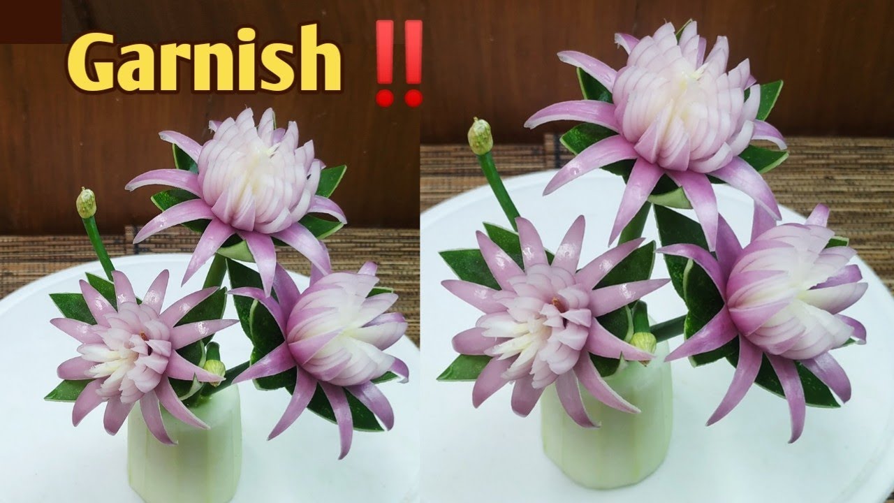 GARNISH BAWANG LAGI‼️HIASAN TUMPENG ULANG TAHUN //ONION FLOWER GARNISH ...