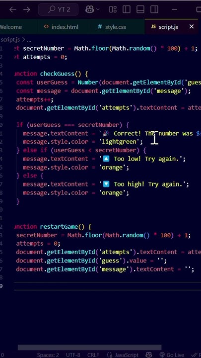 Build a Number Guessing Game with HTML, CSS & JavaScript | Beginner Web Project - YouTube