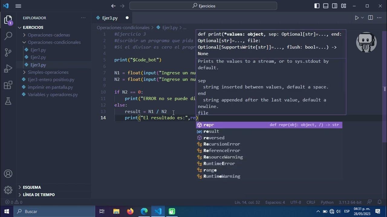 PROGRAMA EN PYTHON | DIVIDIR DOS NÚMEROS Y MOSTRAR 0 SI SE DIVIDE ENTRE 0 / ASMR - YouTube