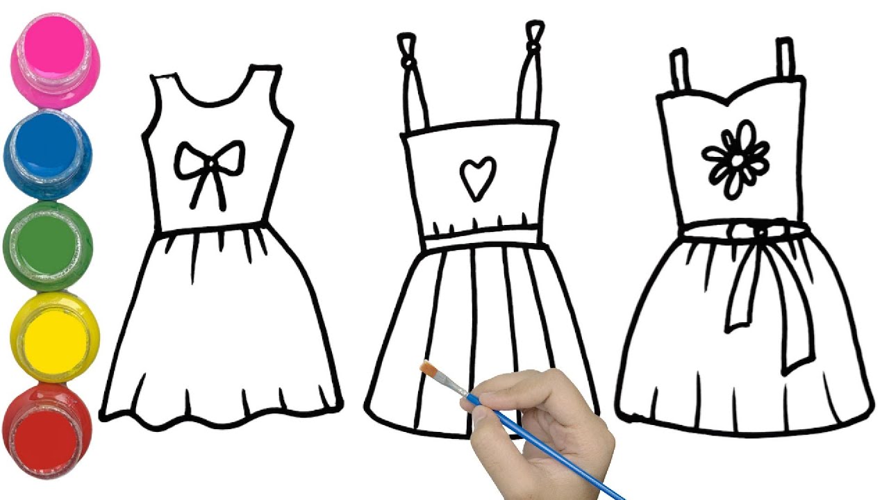 How to draw dress | Step by step | 1 hour | Easy drawing #121 - YouTube