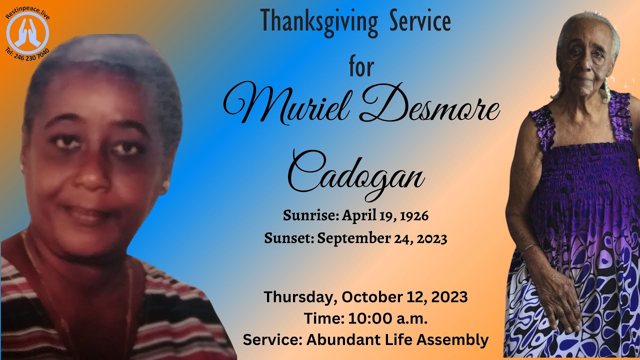 Live Stream for Muriel Desmore Cadogan - YouTube