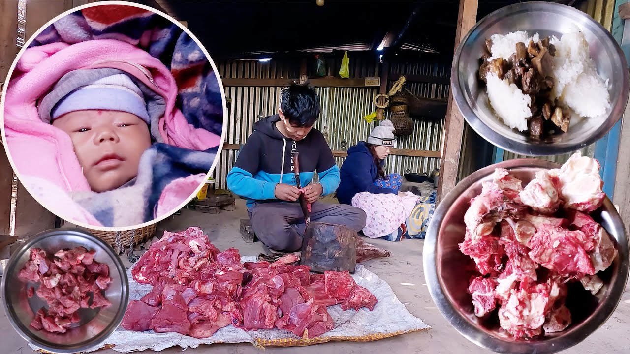 village local buff for curry || making buff dry meat for future curry ...