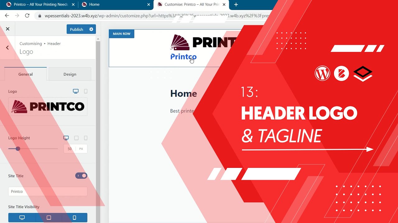 13: The "Home" logo in your header 🔹 WordPress Starter Course 2023 ...