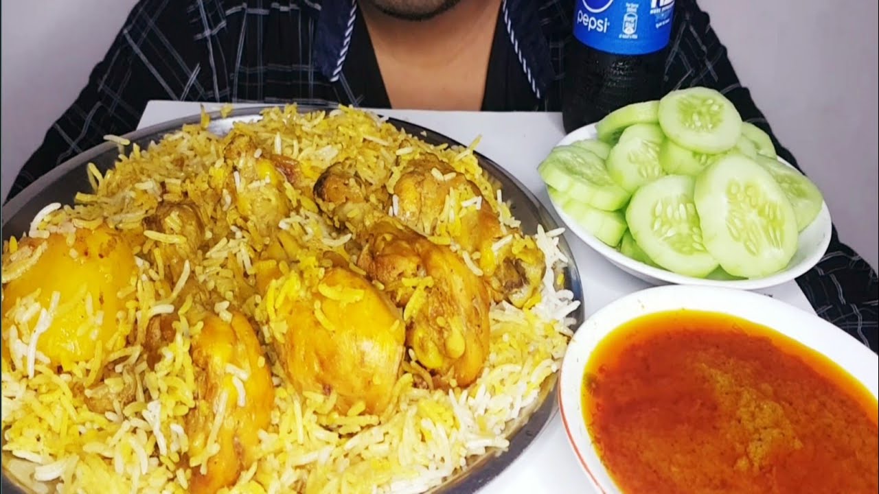 EATING CHICKEN BIRYANI WITH CHICKEN GRAVY AND SALAD COLD DRINK 😋😋😋 ...