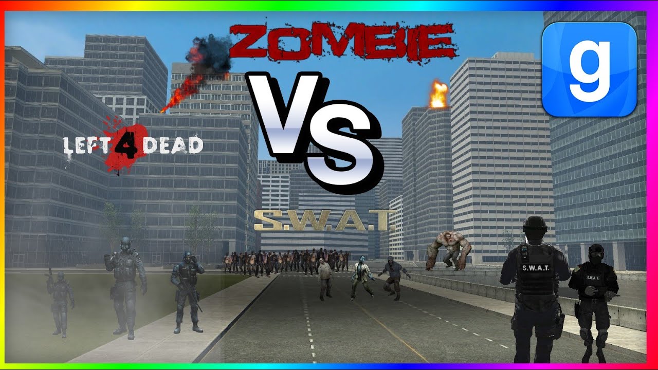 Various SWAT VS Left 4 Dead Zombies & Hunters Garry's Mod snpc fight ...