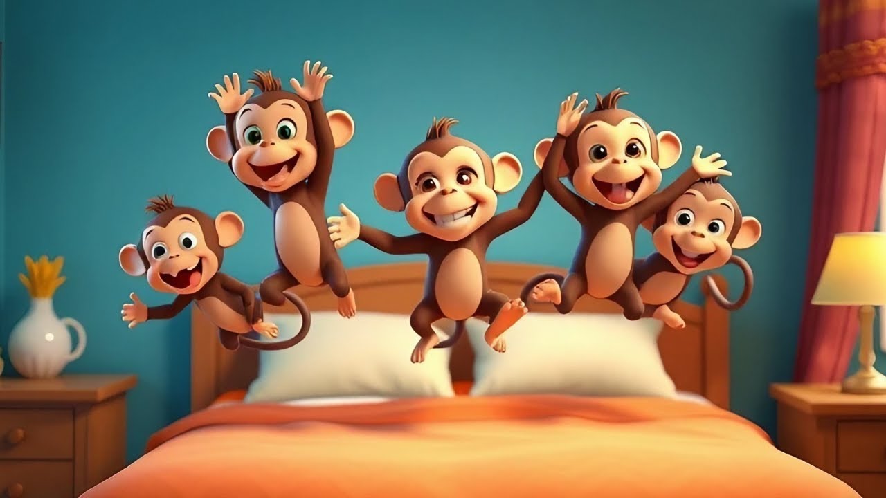 Five Little Monkeys Jumping on the Bed 🐵| Fun Nursery Rhyme for Kids ...