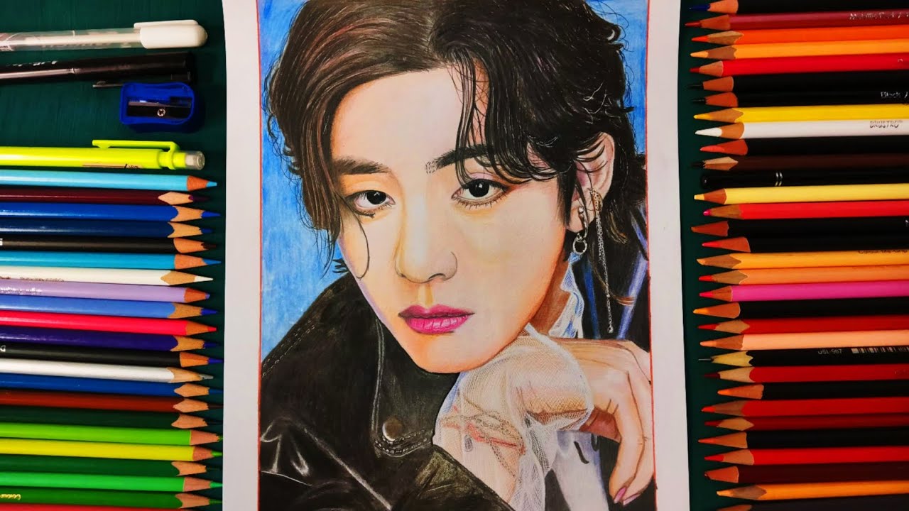 Drawing Bts ️[ Kim Taehyung V ] { Unprofessional Art Queen } - YouTube
