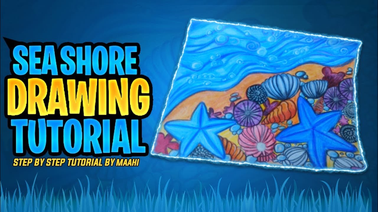 Sea Shore Drawing Tutorial !! Beach Drawing Tutorial !! Natural Artist ...