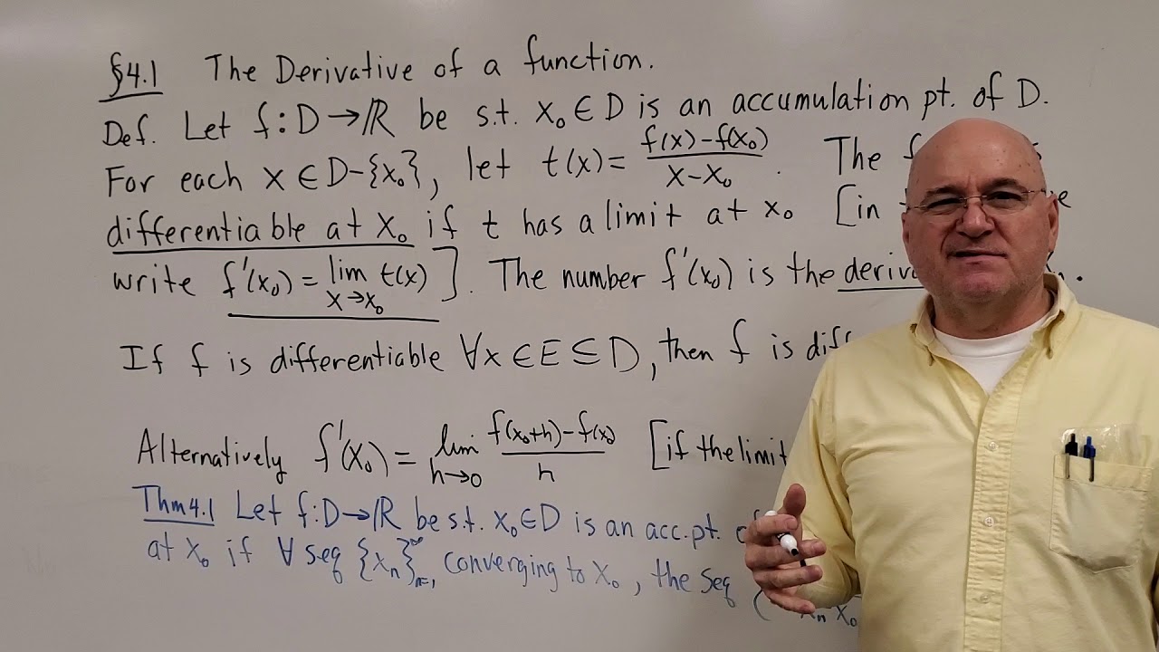 Real Analysis I (lec. 4.1.B) Derivative of a Function - YouTube
