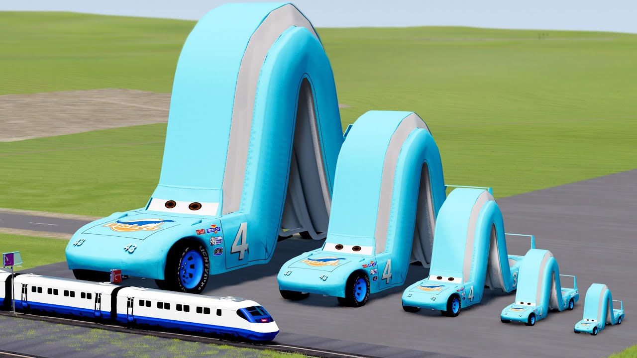 Big & Small Long King Dinoco vs Trains | BeamNG.Drive - YouTube