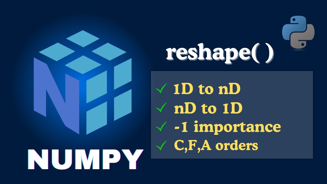 NumPy reshape() Full Tutorial: 1D→2D→3D, Flatten, -1, Order C/F/A ...