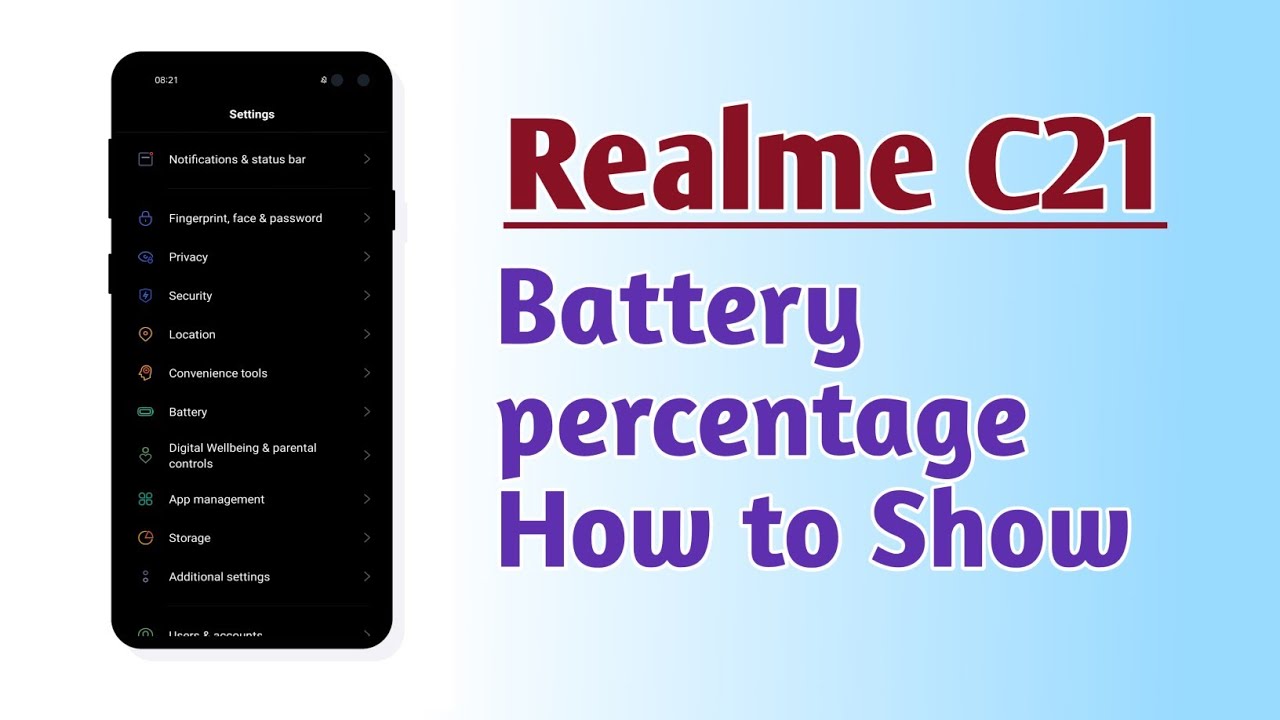 Realme C21 , Battery percentage How to Show - YouTube