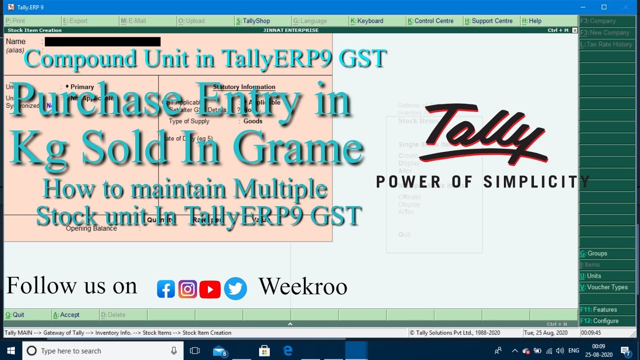 How to Multiple Unit creation and stock maintain in Tally Erp9 GST ...