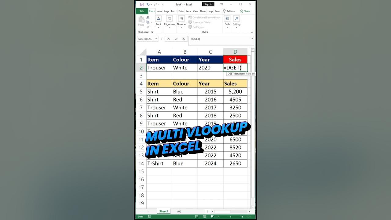 How to use Multi Vlookup formula in Ms Excel -#youtubeshorts # ...