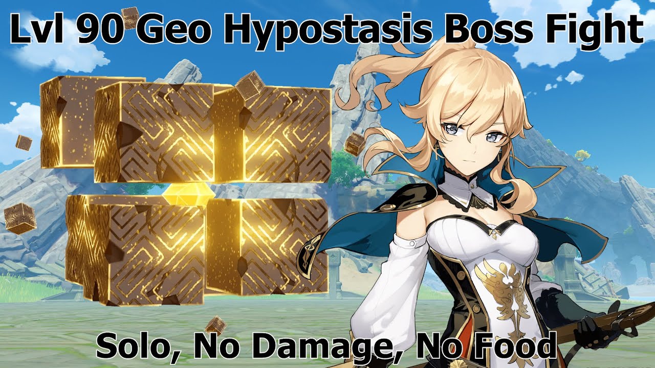 Jean vs Level 90 Geo Hypostasis Boss Fight - Solo, No Damage, No Food ...