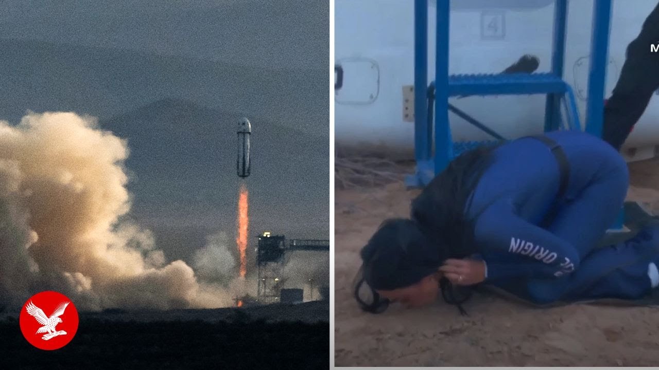 Katy Perry kisses the ground after arriving back from space - YouTube