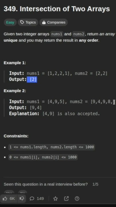 Intersection Of Two Arrays Leetcode 349 Tamil Leetcode 