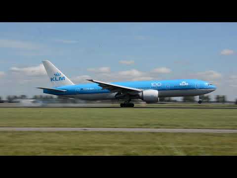 Boeing 777  KLM  PH_BQP  100 años  Landing at  Amsterdam Runway 18 R
