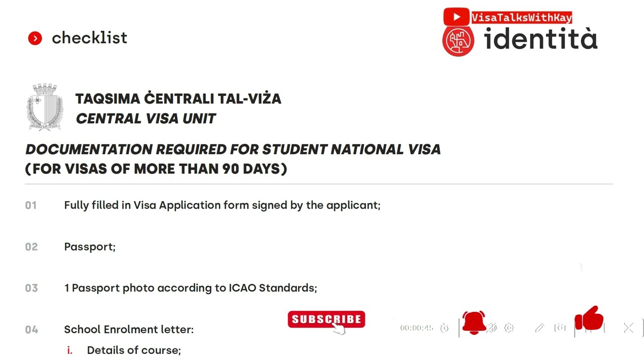 SEE Updated 2024 Malta Study Visa Checklist - YouTube