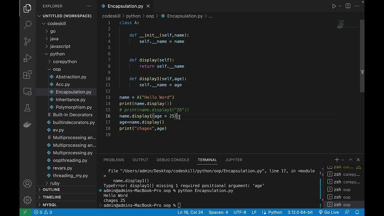 Encapsulation in python - YouTube