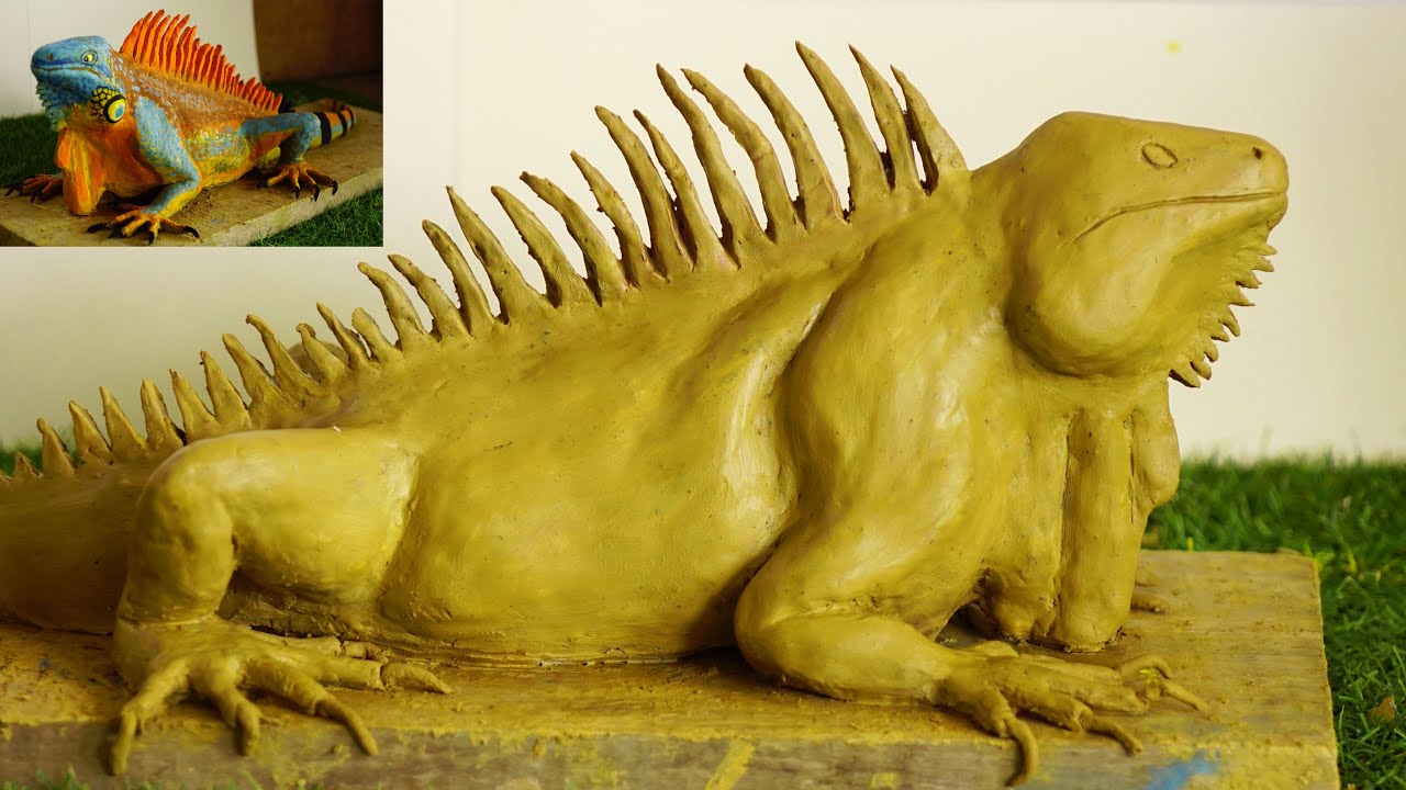 I Sculpting The Lizard Iguana in Clay - Color Full Iguana - YouTube