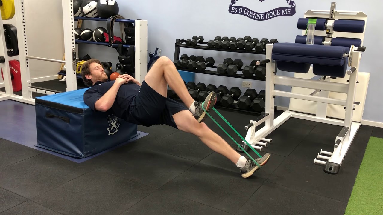 Single Leg Hamstring Bridge w/ A-March (isometric) - YouTube