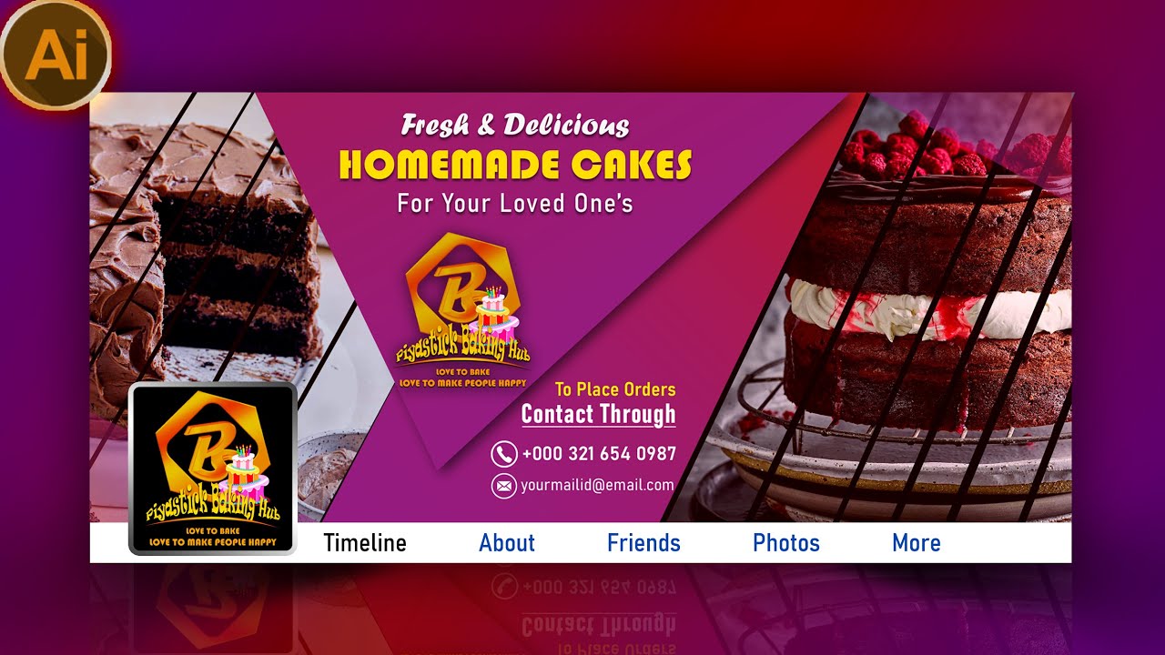 Bakery Business Facebook Cover Design In Illustrator CC | Facebook ...