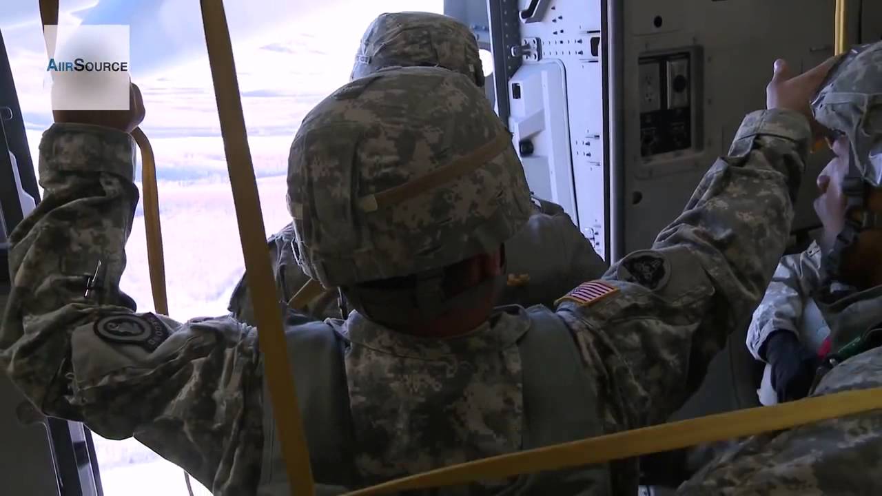 U.S. Army Soldiers Conduct Static Line Jump Out of a C 17 - YouTube