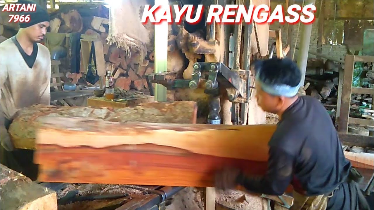 AMAZING WOOD SAWMILL.PROSES PEMOTONGAN KAYU RENGAS - YouTube