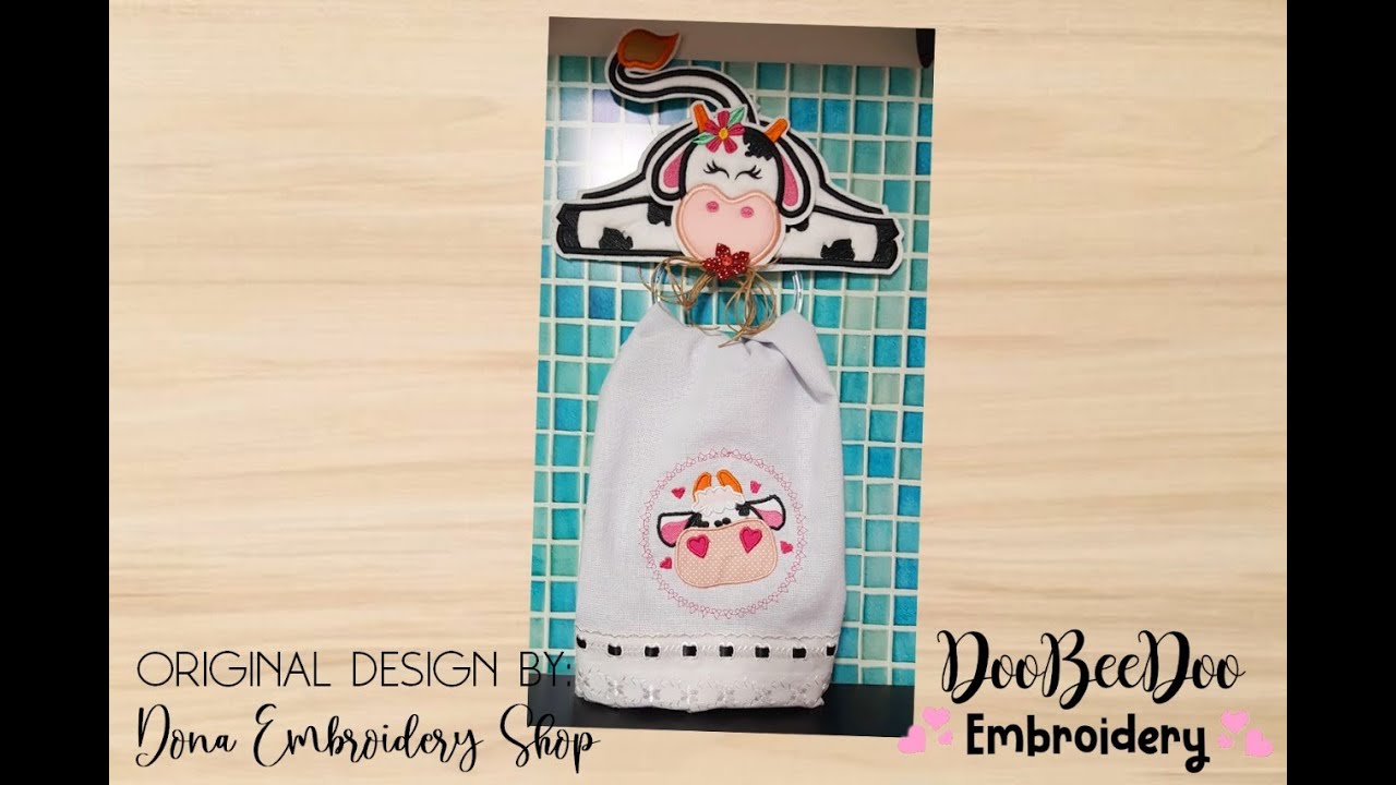 ITH Cow Dish Cloth - In The Hoop embroidery Design - YouTube