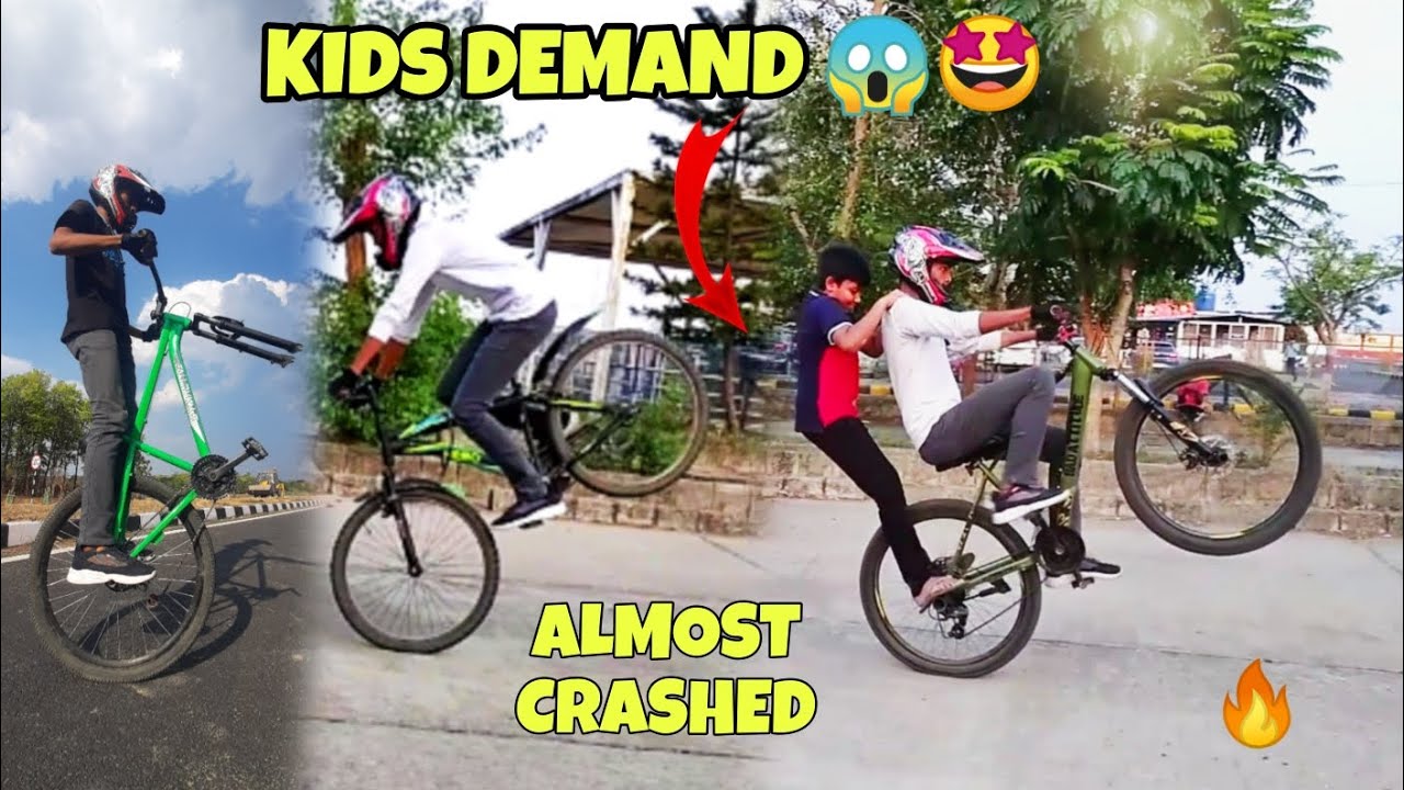 Stunt on Kids Demand 😱 Almost crashed with Kid🔥Crazy Stunts Demand🚴‍♂️💖 ...