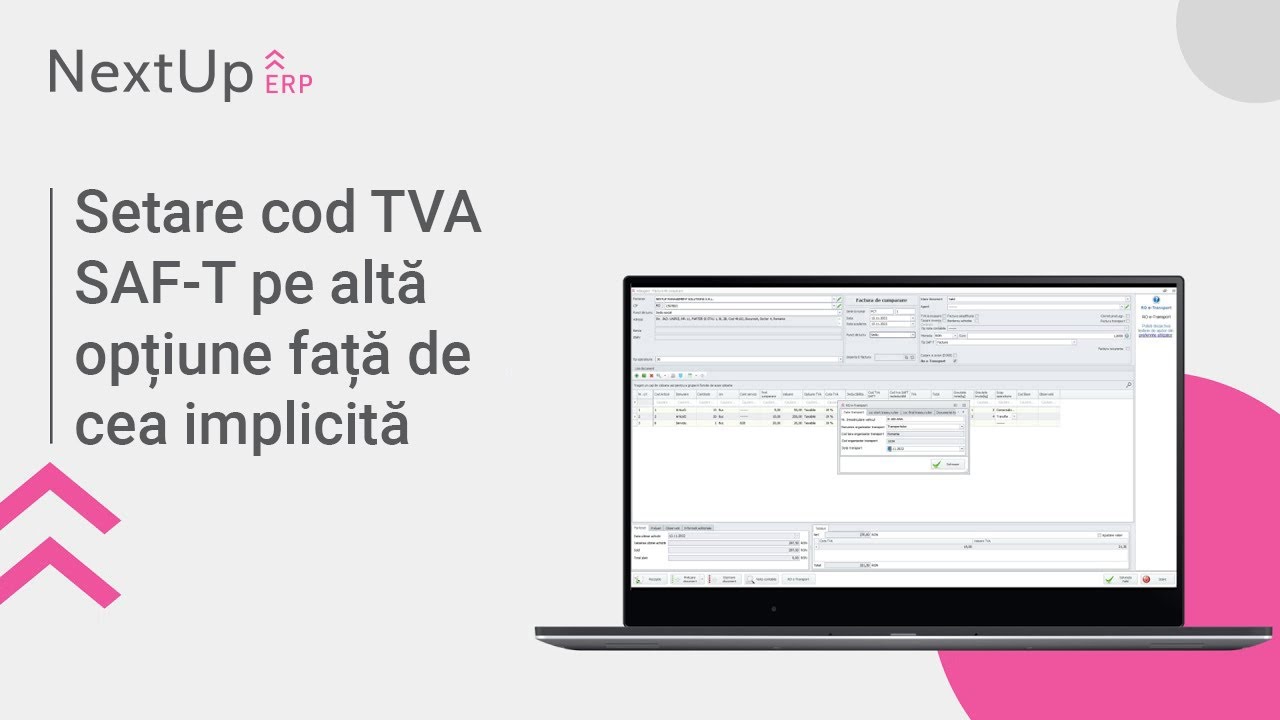 Tutorial - Setare cod TVA SAF-T pe altă opțiune față de cea implicită (NextUp ERP) - YouTube