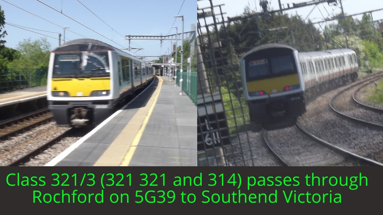 Class 321/3 (321 321 and 314) passes through Rochford on 5G39 to ...