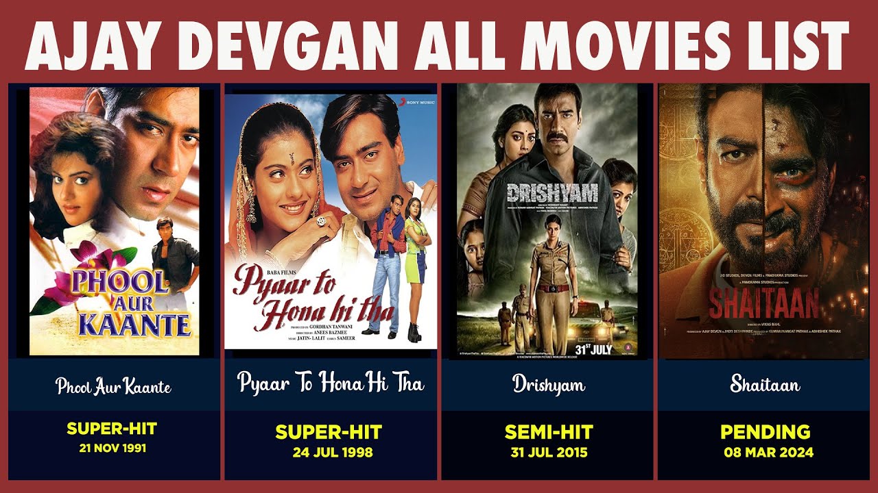 Ajay Devgan's all Movies list (1991-2024) | अजय देवगन की सभी फिल्में - YouTube