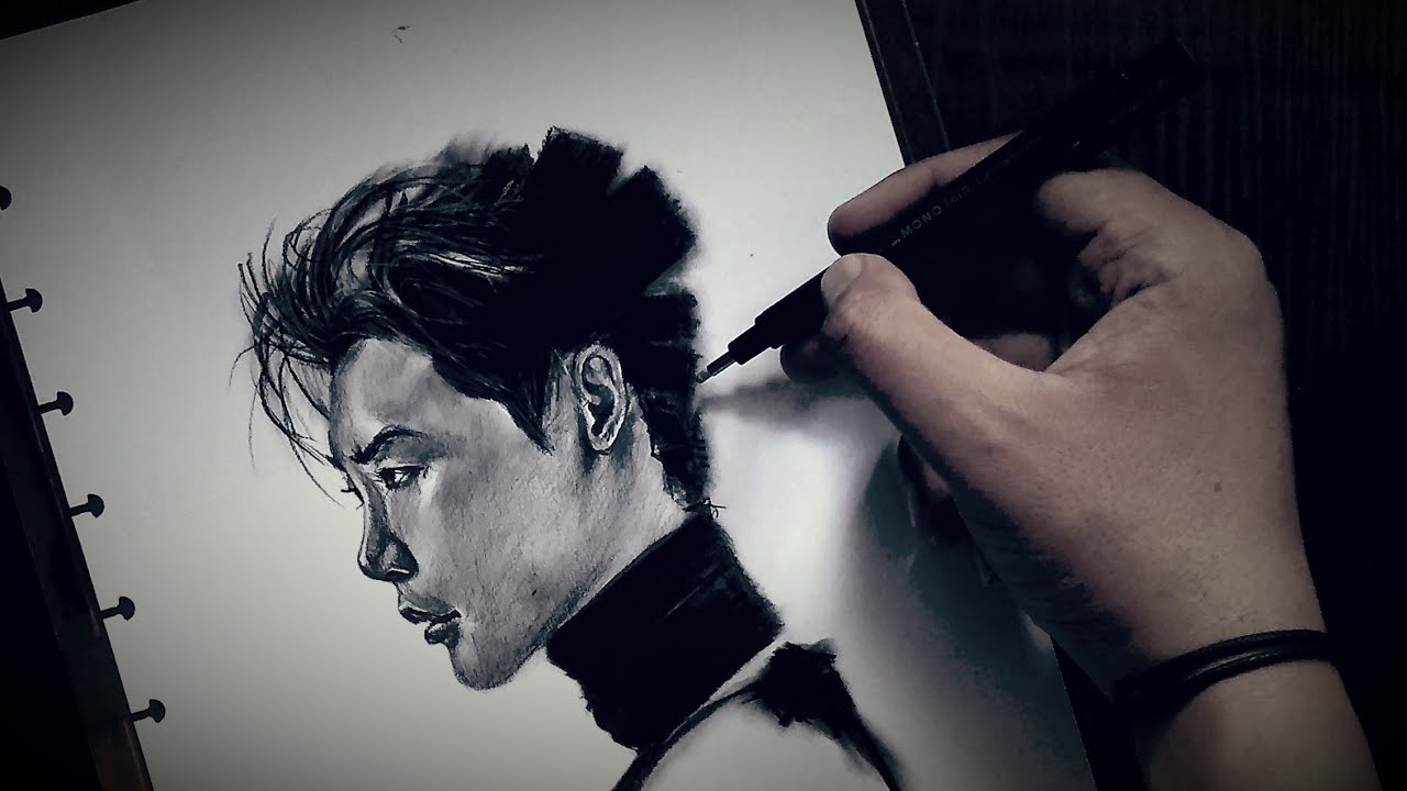 Lee Jong-suk - pencil portrait drawing | BIG MOUTH - YouTube