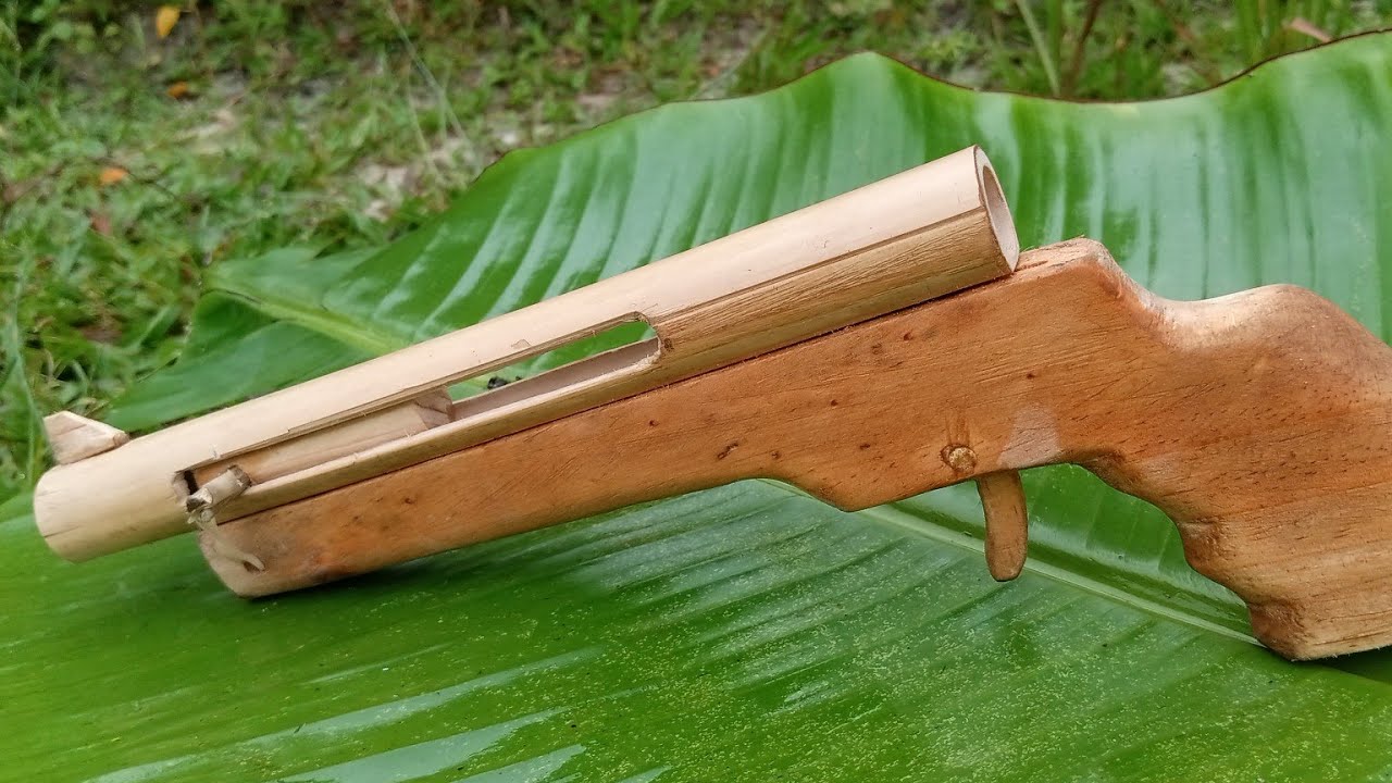how to make pistol toys from bamboo is very easy - YouTube