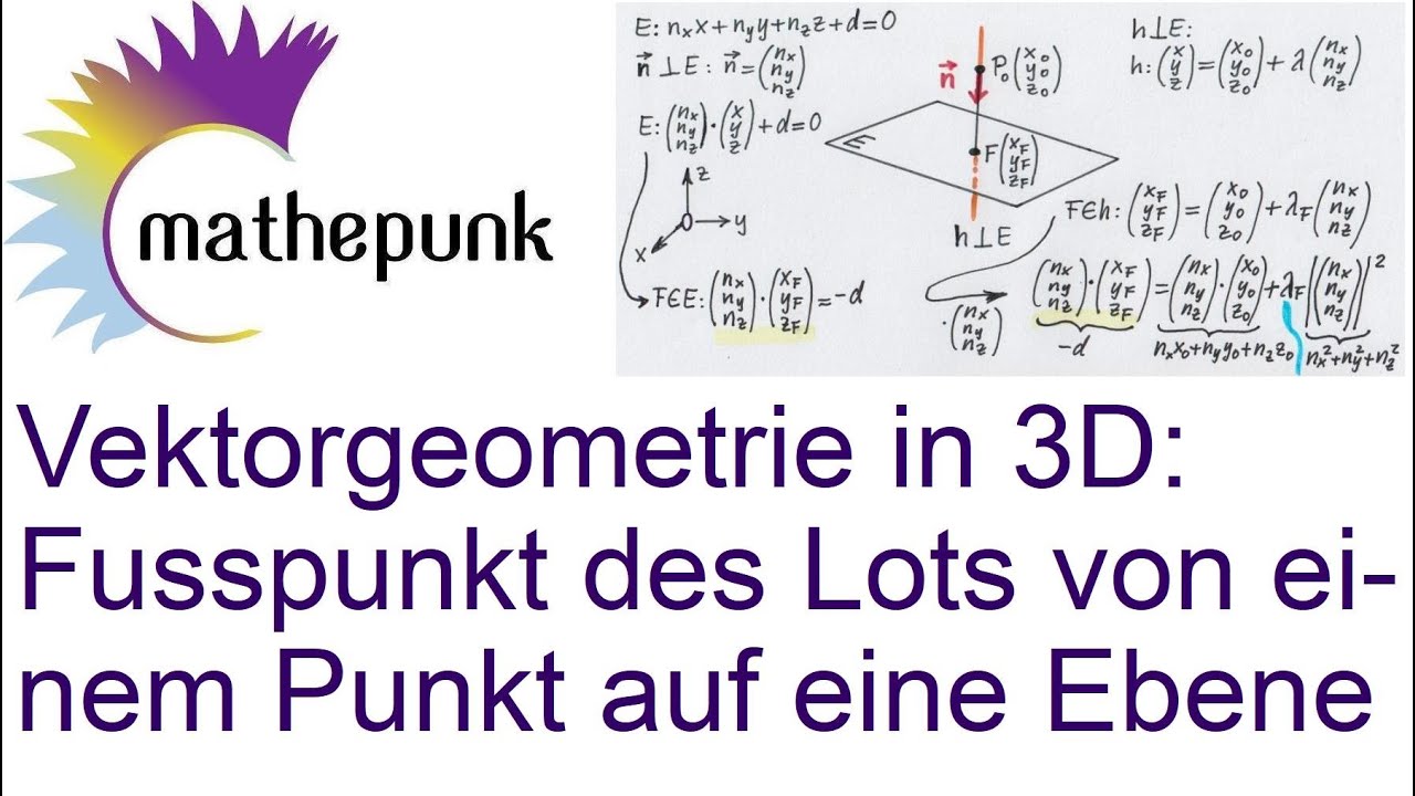 Vektorgeometrie in 3D: Fusspunkt des Lots von einem Punkt auf eine ...