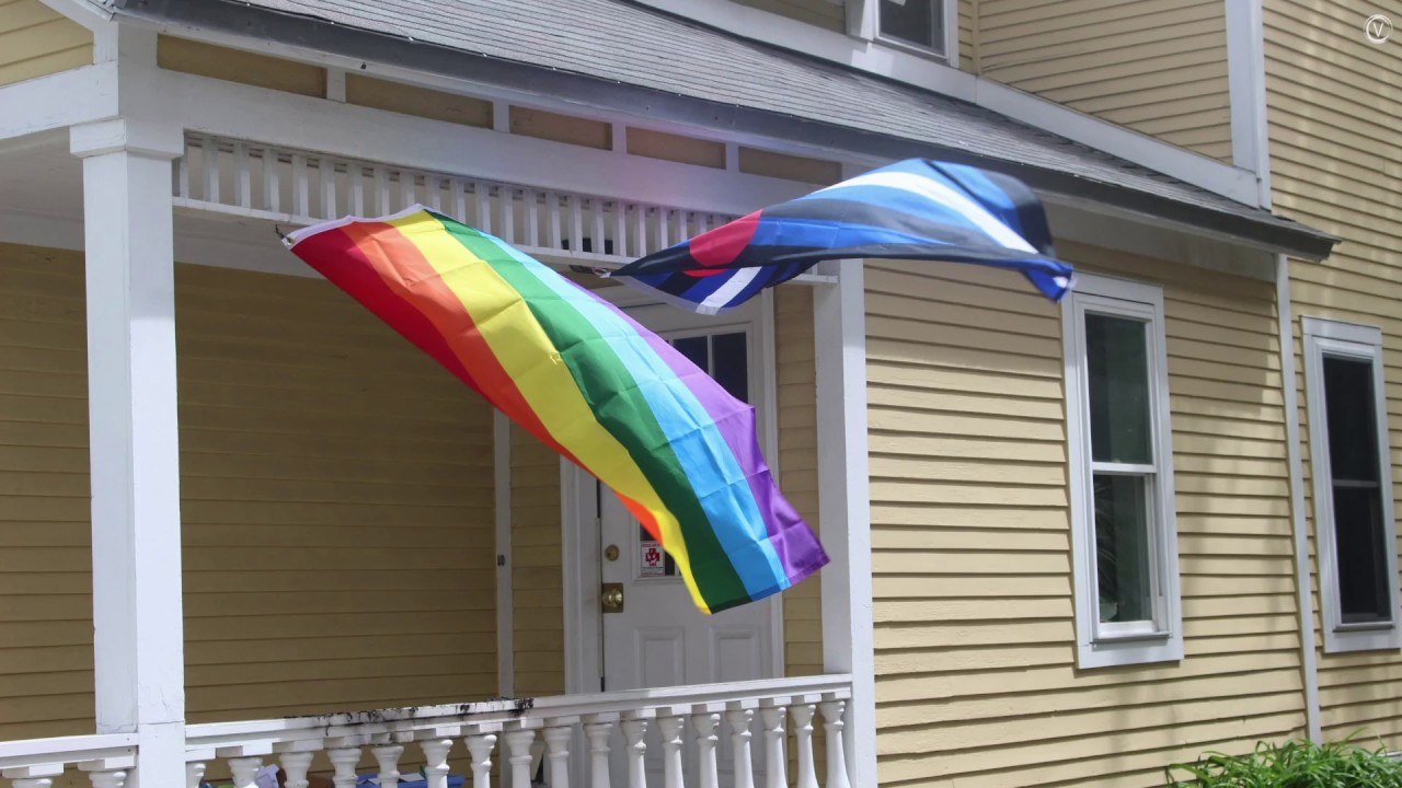 Surveillance footage of pride flag burning in Burlington - YouTube