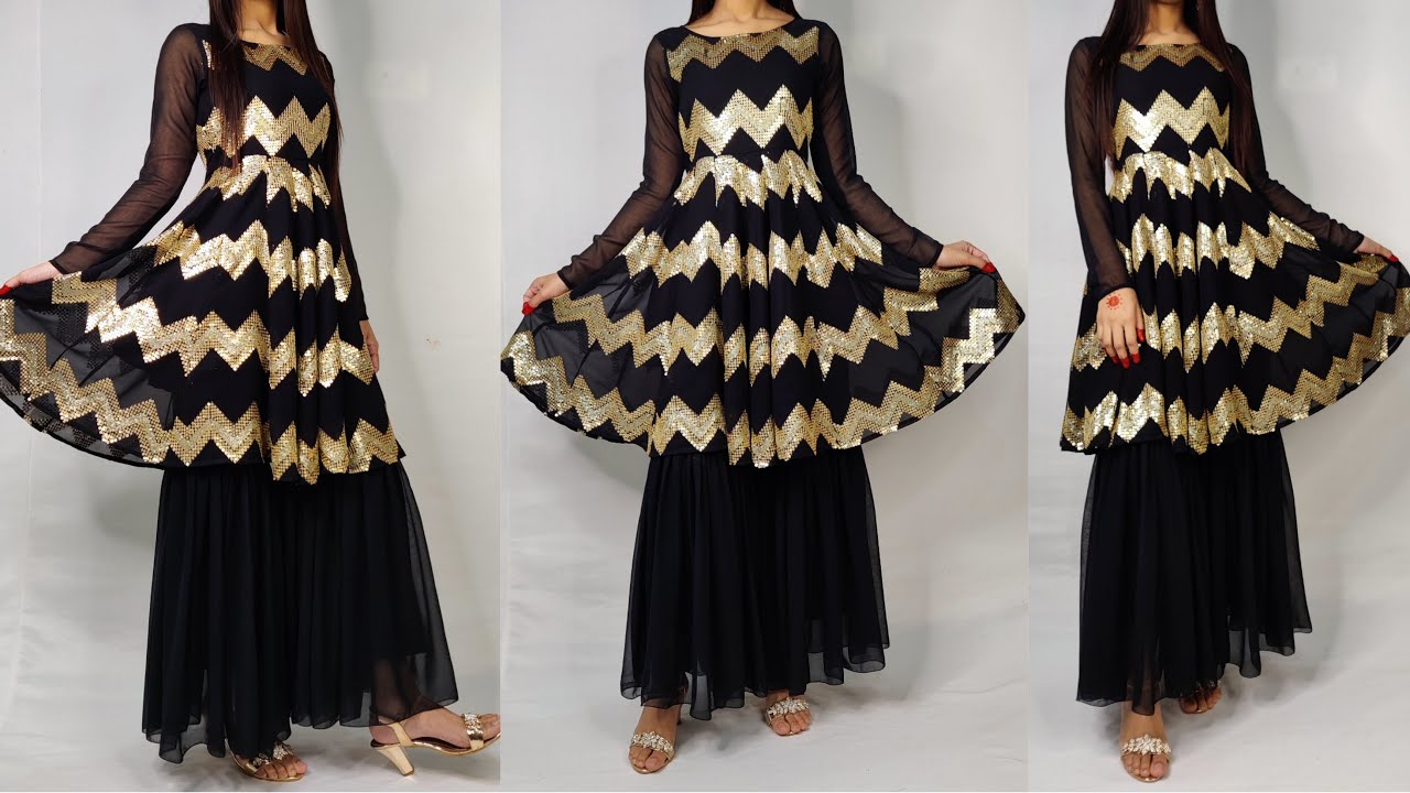 Party wear dress cutting and stitching / latest dress /frock cutting ...