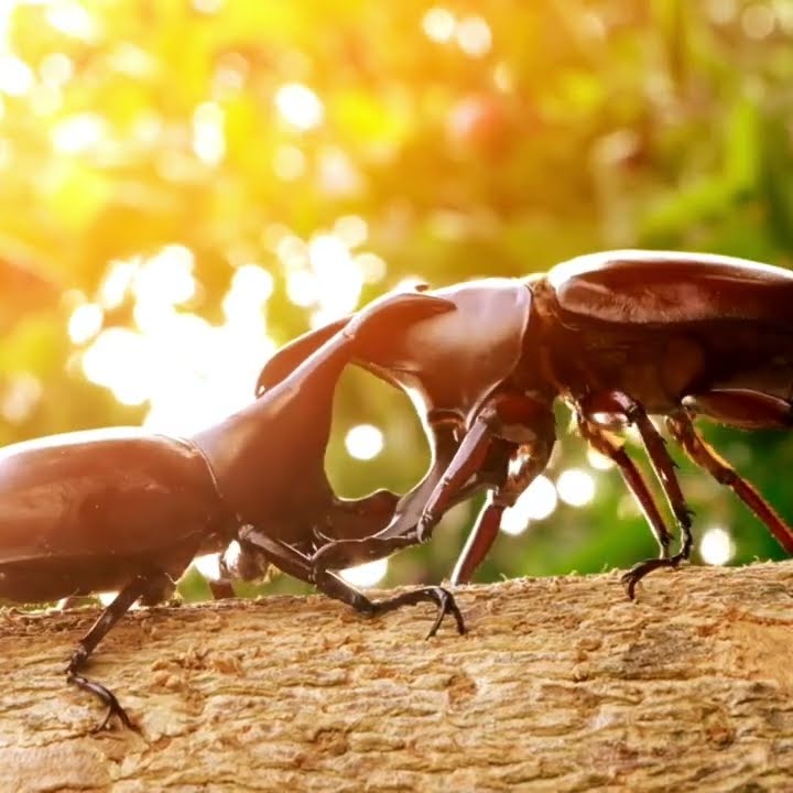 Rhinoceros Beetle Fighting Each Other For Territory And Mating # ...